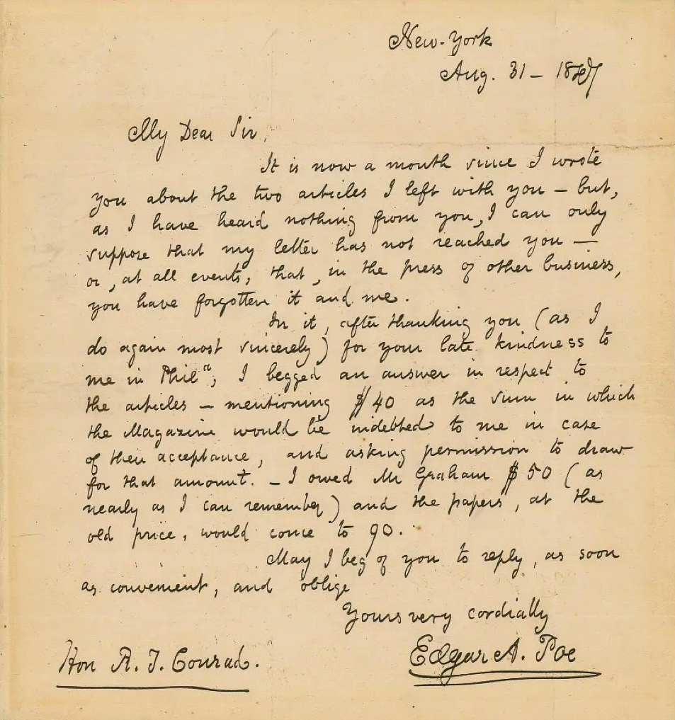 Edgar Allan Poe letter – David at the HALL of EINAR